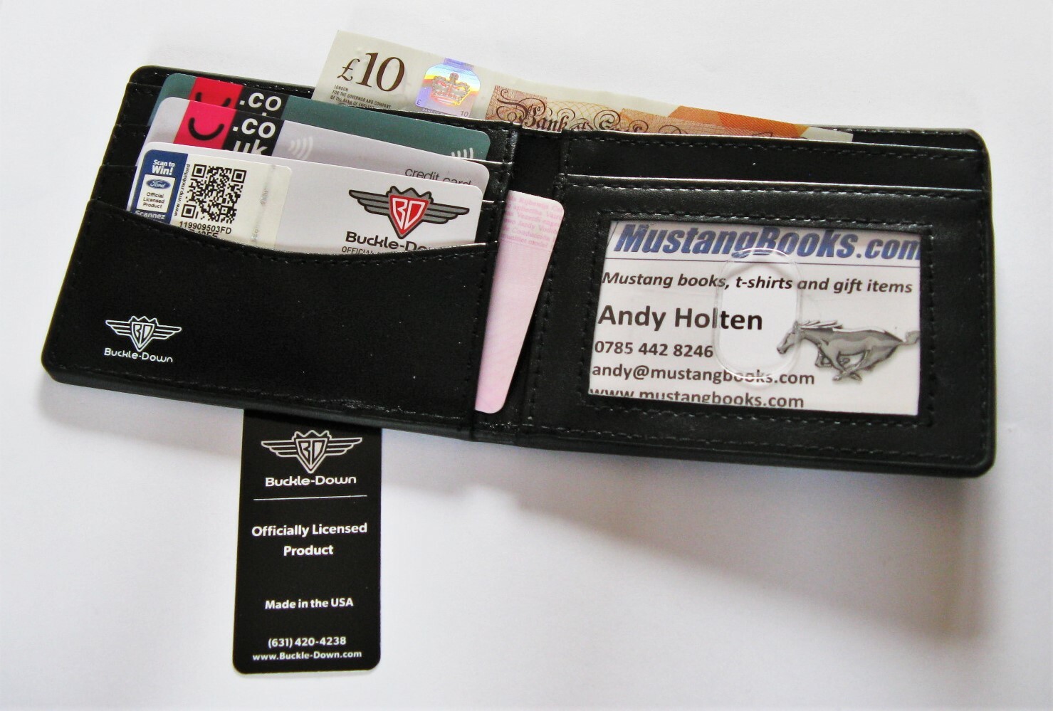 Leather style PU wallet Ford Mustang Tribar logo billfold cool gift ...