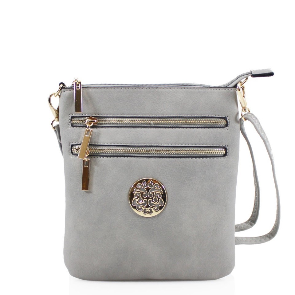 Ladies Double Zip Cross Body Messenger Bag 834 Women Shoulder GIrls ...