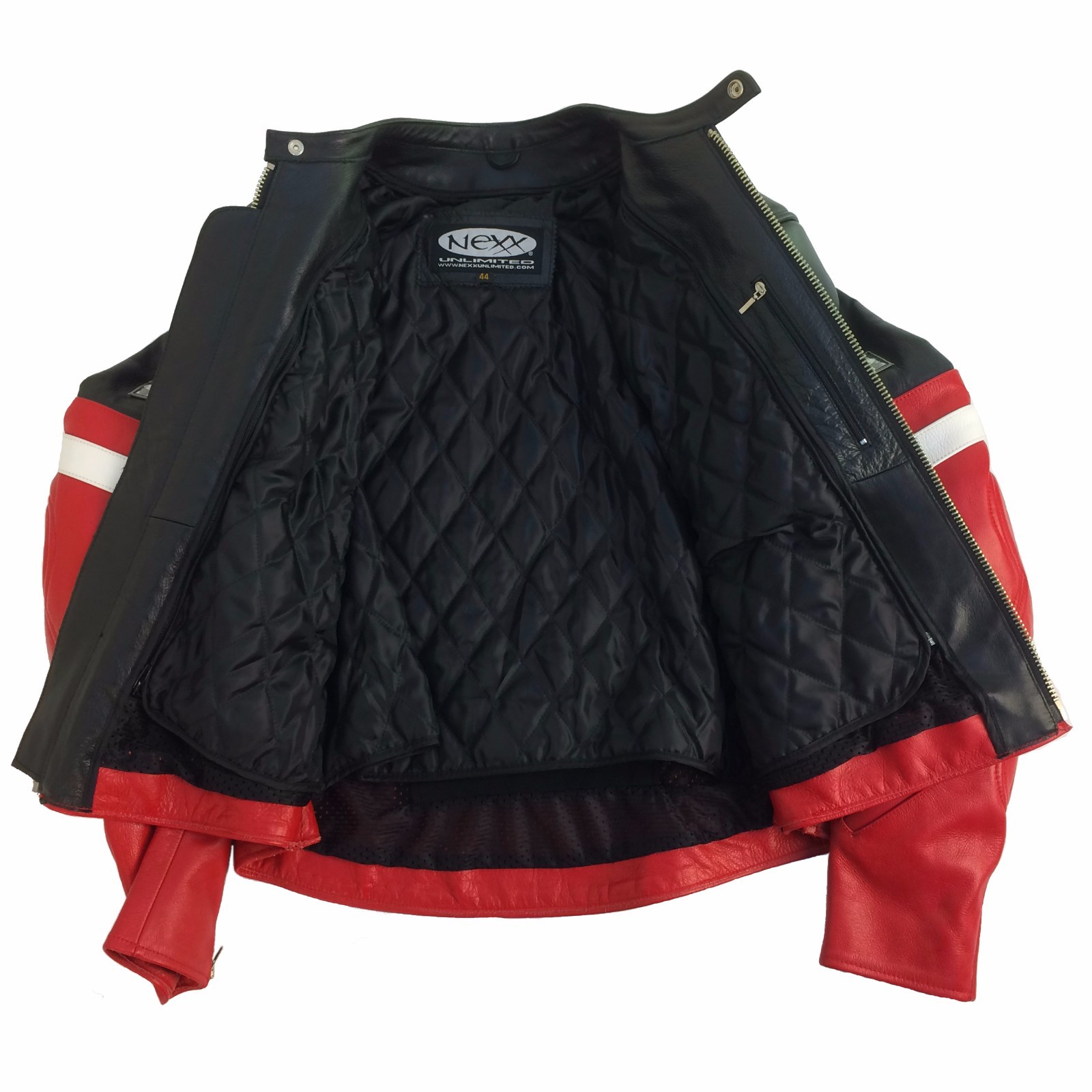 NEXX UNLIMITED RACING MEN'S LEATHER JACKET, NEX-0962 BLACK/RED/WHITE | eBay