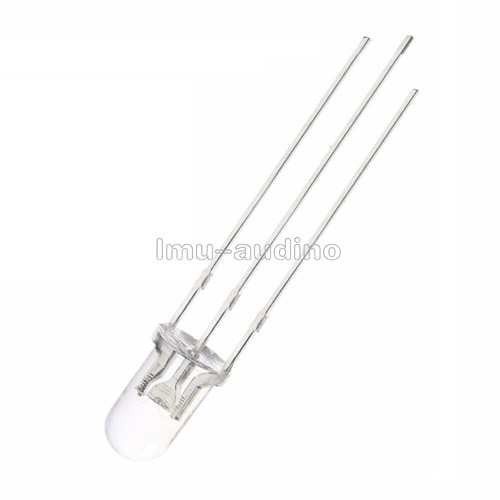 50PCS 5mm Dual Bi-Color Red Blue Bright 3-Pin Water Clear Bulb LED ...