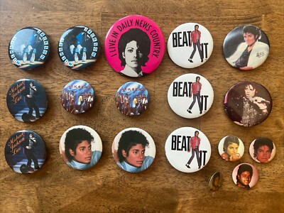 Vintage 198O'S Michael Jackson Pin Buttons Lot of 19 - RARE - ALL MINT ...
