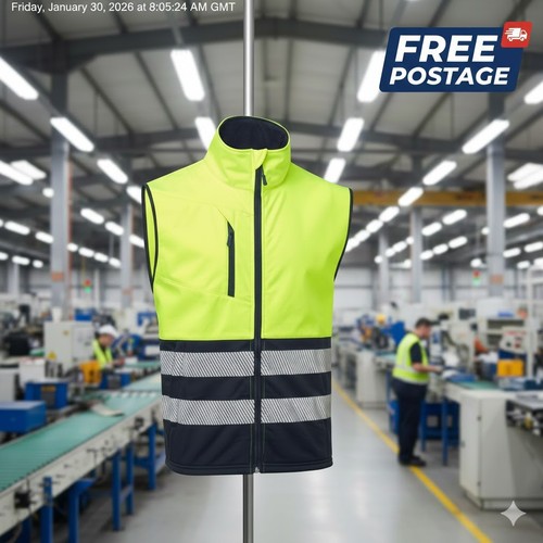 Hi Vis Viz Eco Coolair 2 Tone Softshell Gilet Body Warmer Waistcoat PPE ...