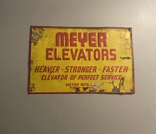 Vintage Meyer Elevators Metal Advertising Sign Farm Machinery Equipment | eBay