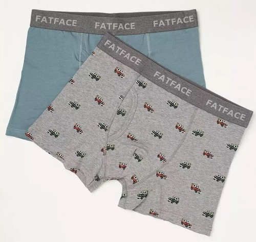 BNWT New 2 Pair Fat Face Cotton Boxers Shorts XS 30" 1 Plain 1 Land ...