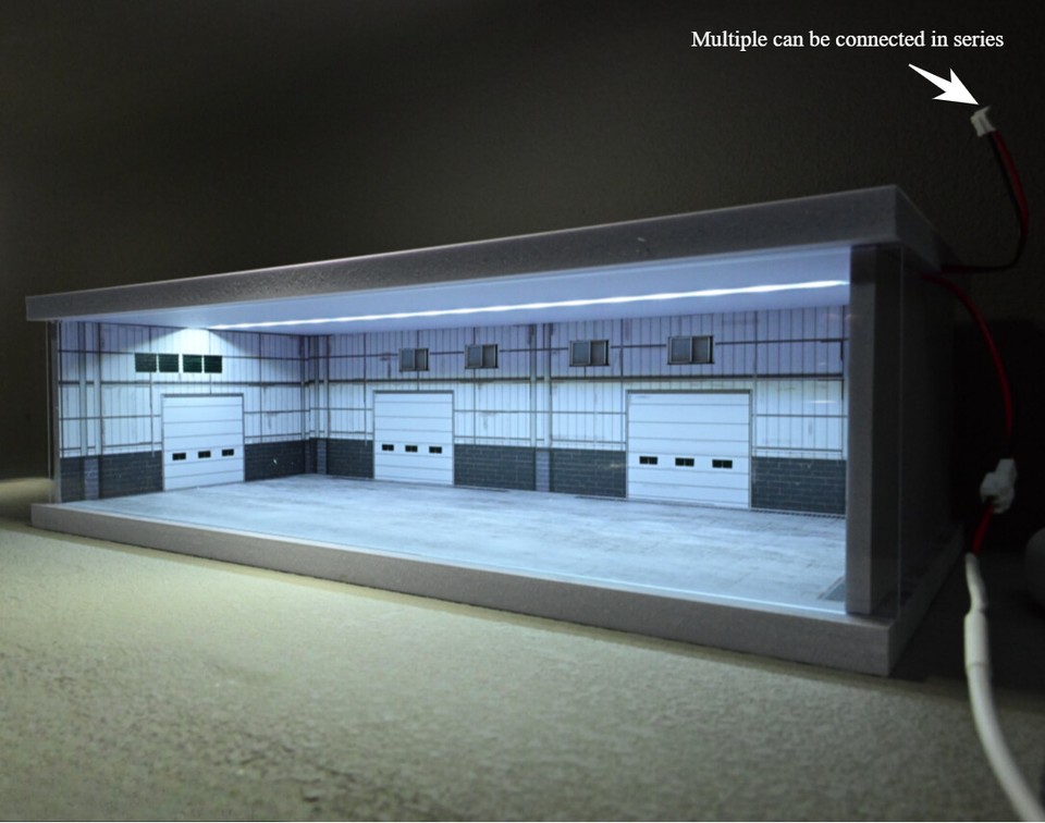 UK 1/43 Scale Diorama Car Showroom Model LED Lighting Garage Scene ...