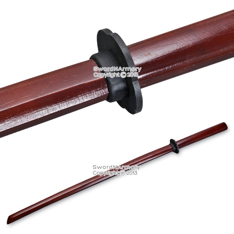 39" Red Wooden Samurai Practice Sword Bokken Bokuto Training Katana ...