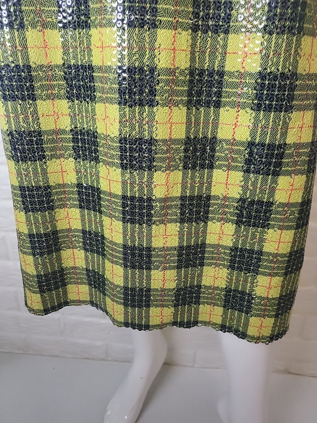 NWOT Zara Plaid Sequin Slit Sides Midi Dress Short Sleeve Crew ...