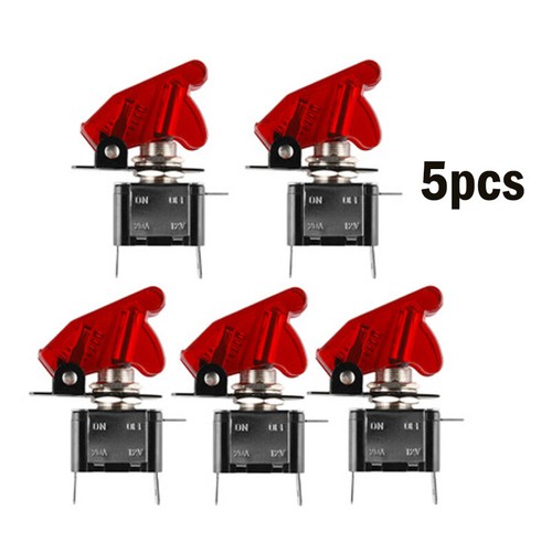 5X 12V 20A Red Cover LED Rocker Toggle Flick Switch SPST ON/OFF Truck ...