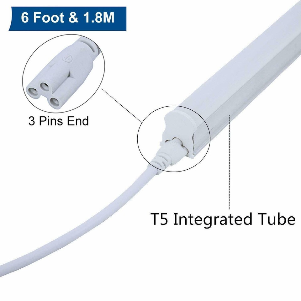 4/8 Pack 4FT 3Pin Plug Cord Wire for T5 T8 LED Tube Shop Light Fixture ...