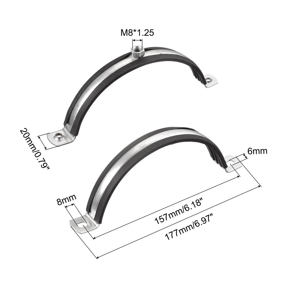 M8 125 - 128mm Rigid Pipe Strap Clamp, Pipe Bracket Tube Clip Carbon ...