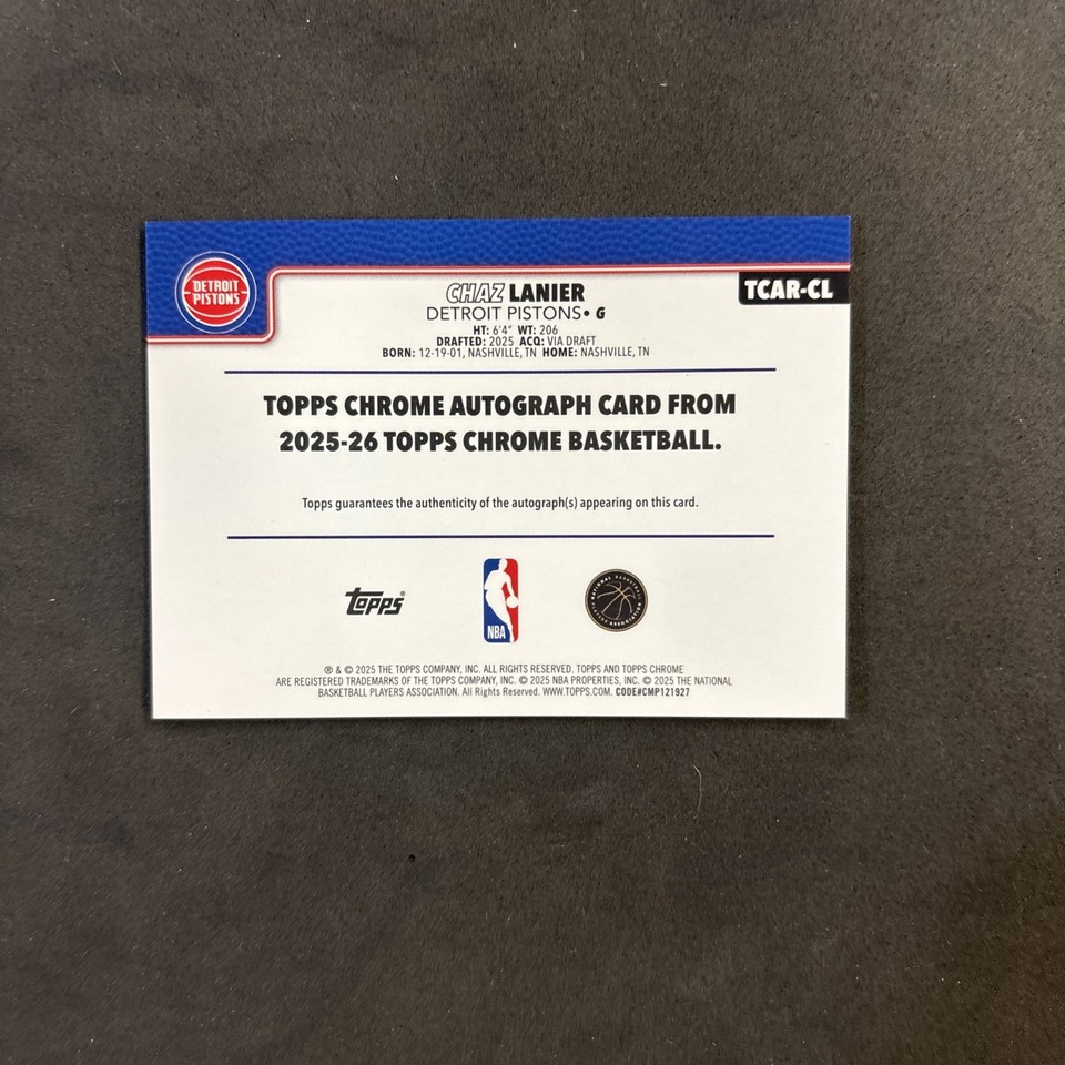 2025-26 Topps Chrome Chaz Lanier Rookie Auto | eBay