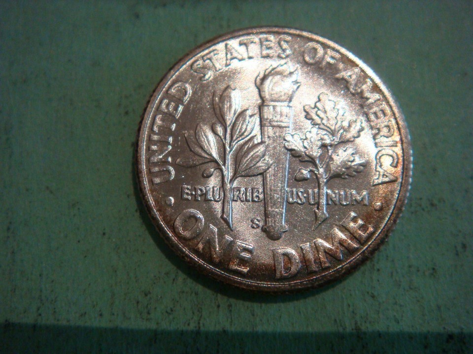 1946 S Roosevelt Dime Key Date Silver - UNC with partial edge toning ...