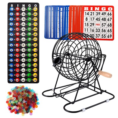 Deluxe Bingo Game Set w/Large Bingo Cage, Bingo Balls, 50 Bingo Cards ...