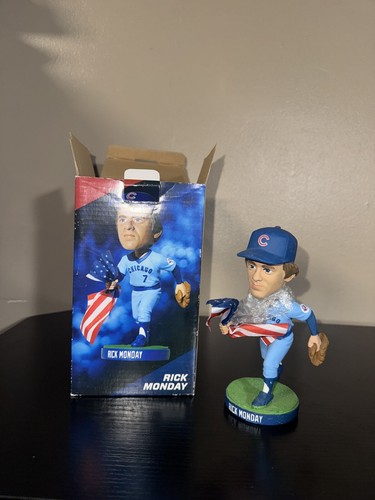 2013 Los Angeles Dodgers Rick Monday Bobblehead Save Flag Chicago Cubs ...