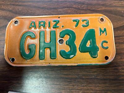 VTG 1973 State of Arizona Motorcycle License Plate GH34 Original | eBay