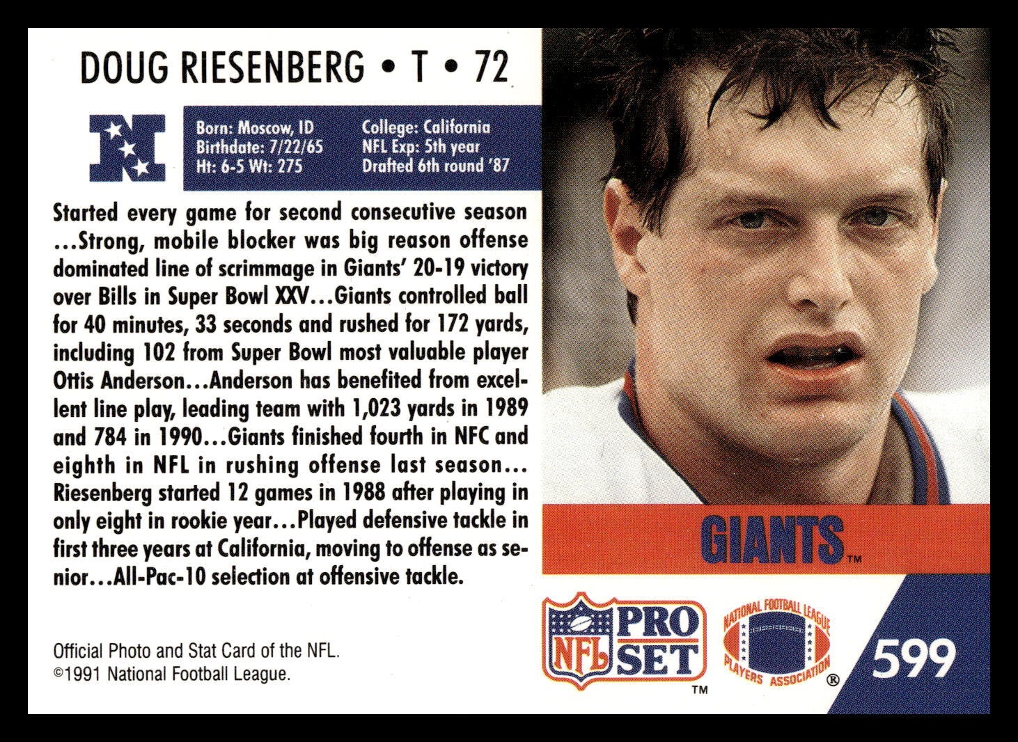 1991 Pro Set - #599 Doug Riesenberg for sale online | eBay