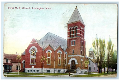 1917 First Methodist Episcopal Church Exterior Ludington Michigan MI ...