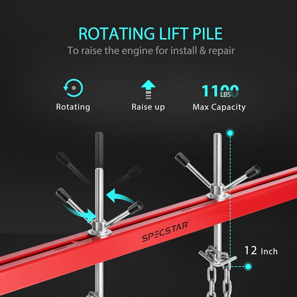 SPECSTAR 1100 Lbs Engine Support Bar Transverse Hoist for Motor ...