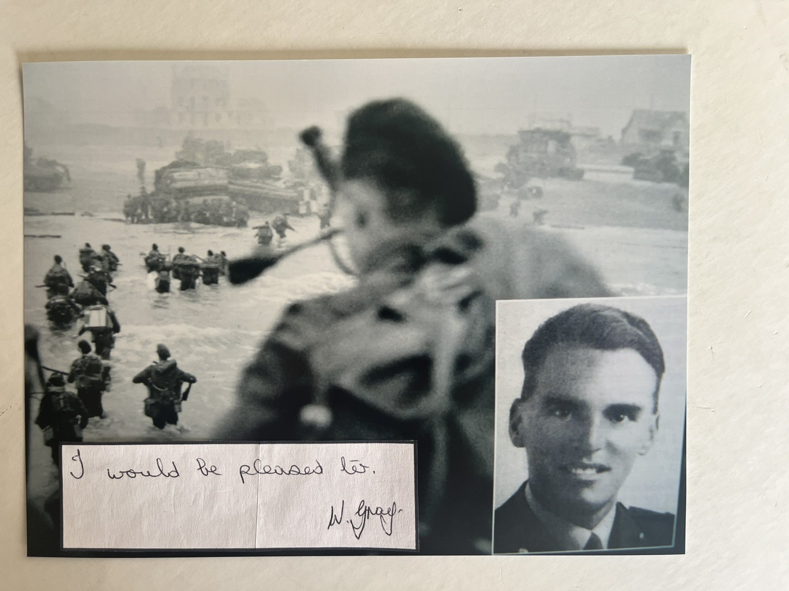 Normandy Photo + Signature WW2 D-Day Pegasus Bridge Veteran William ...