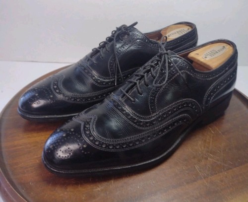 Allen Edmonds Mens 8 D McAllister Black Leather Oxford Short Wingtips ...