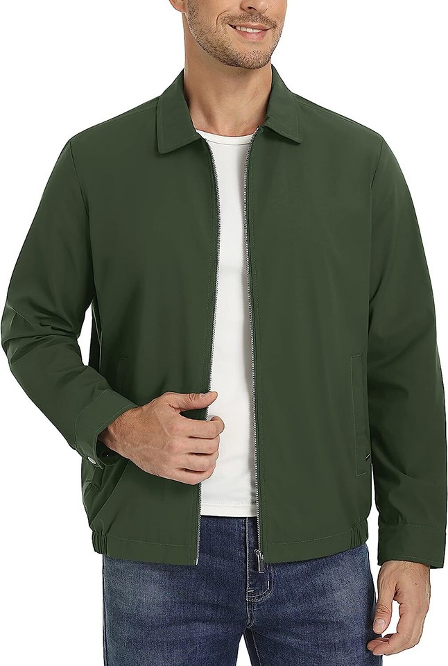 Men's Lightweight Jackets Full Zip Coat Casual Windbreaker Jacket with ...