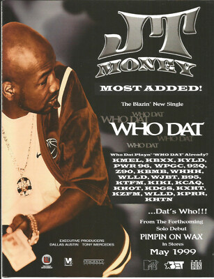 JT MONEY Ultra Rare 1999 Who Dat VINTAGE PROMO TRADE AD Poster of Who ...