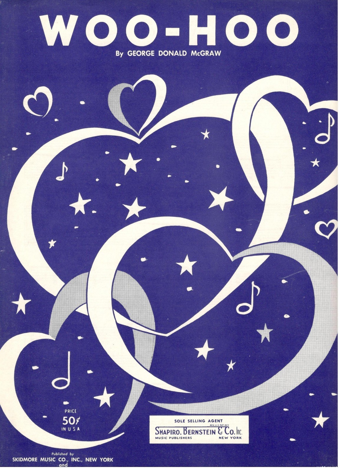 GEORGE DONALD McGRAW "WOO-HOO" SHEET MUSIC-PIANO/VOCAL/GUITAR-1959-VERY ...