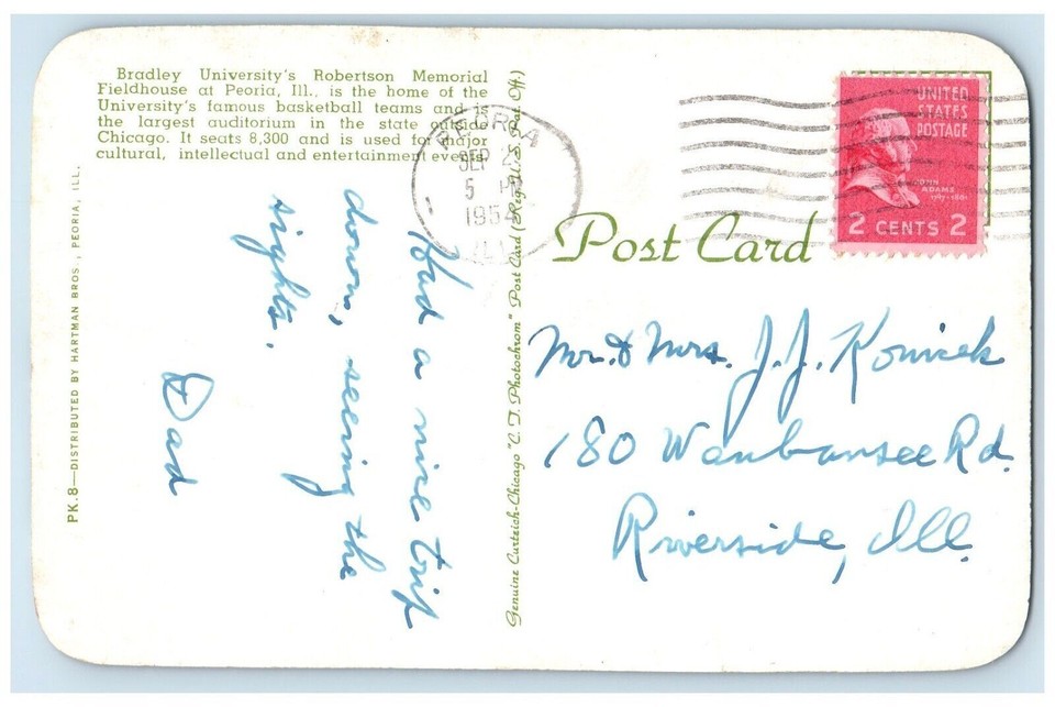 1954 Bradley University Robertson Memorial Fieldhouse Peoria Illinois ...