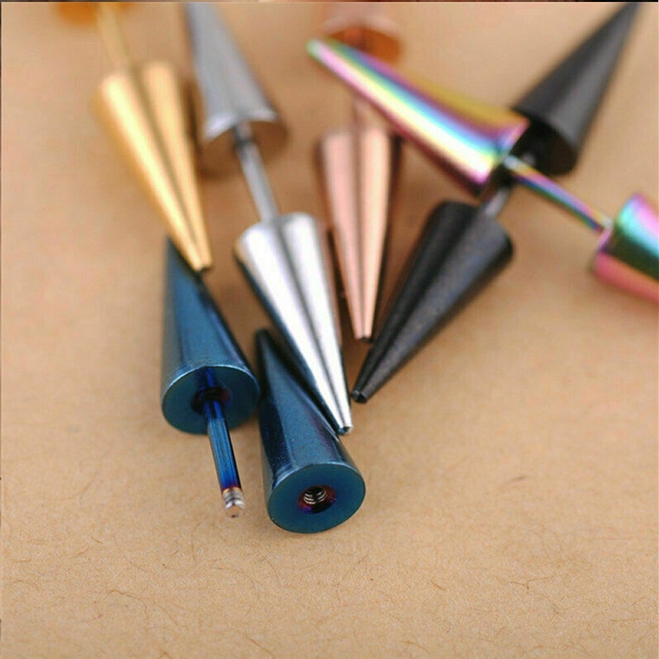 Mens Womens Stainless Steel Spike Rivet Ear Cartilage Tragus Helix Stud ...