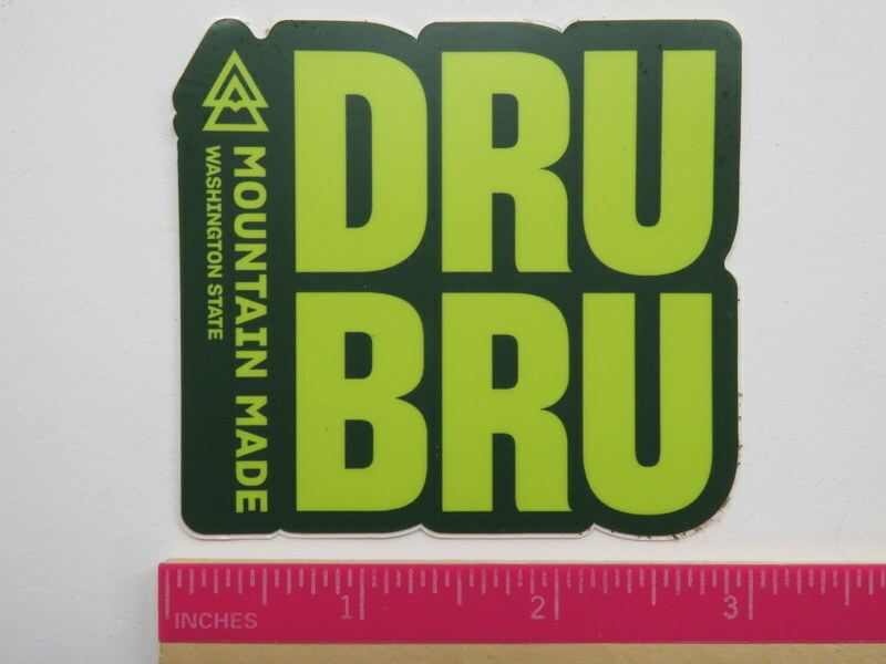 BEER Dark Green STICKER ~ DRU BRU Brewing Co ~ Snoqualmie Pass Mtn ...