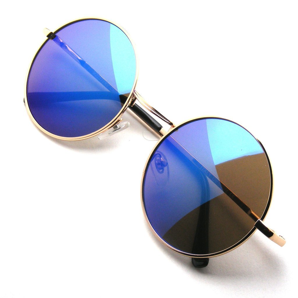 Retro Round Metal Womens Mens Fashion Glasses Frame Lens Sunglasses ...