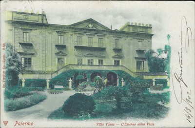 ch625 cartolina palermo citta' villa tasca l'esterno della villa 1902 ...