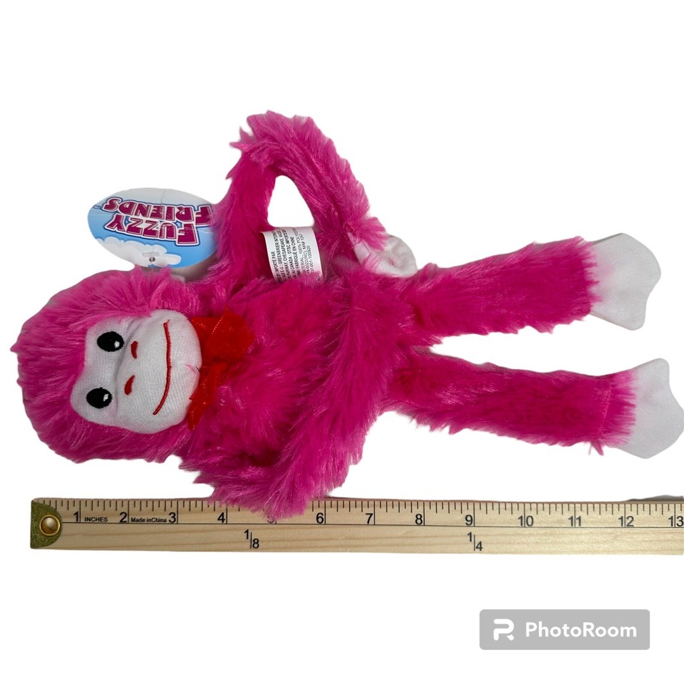 NEW Valentine's Day Pink Hanging Monkey Plush Greenbrier Fuzzy Friends ...