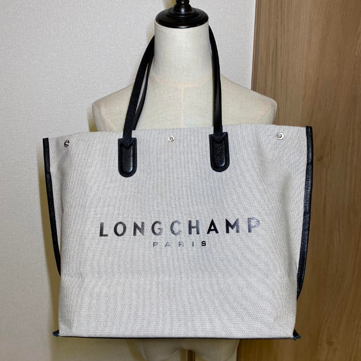Longchamp Essentiel Canvas Tote Bag L Logo Horse Black Unused Outlet ...