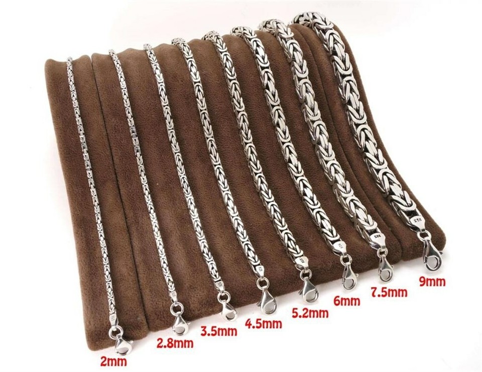 Solid 925 Sterling Silver Men's King Byzantine Box Chain Necklace! All ...