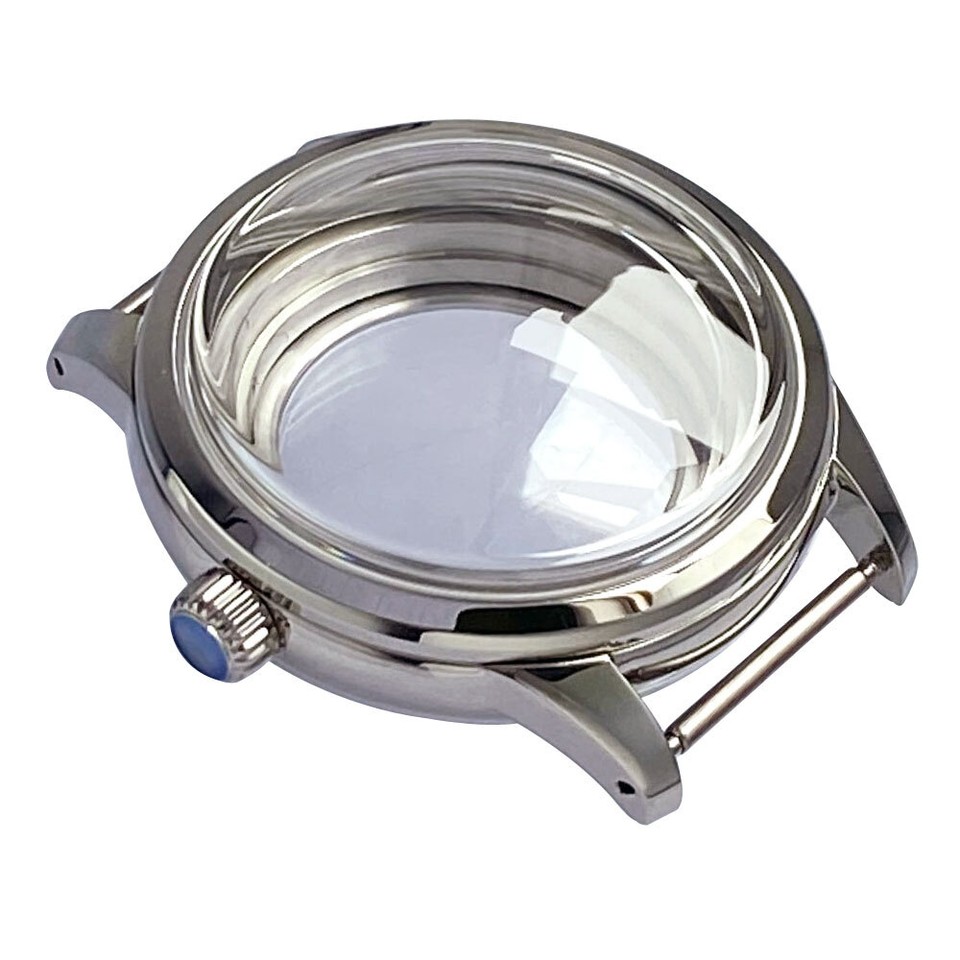 Polished 40mm Double Bow Sapphire Glass Watch Case Fit NH35 NH36 PT5000 ...