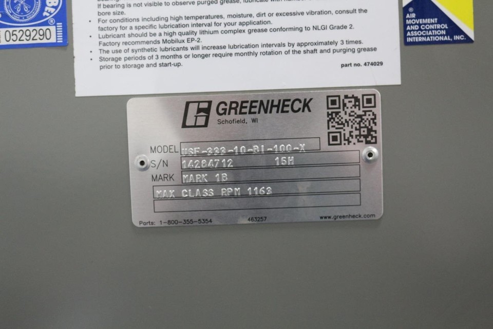 Greenheck USF-333-10-BI-100-X, 10 HP Centrifugal Fan Exhaust Blower | eBay