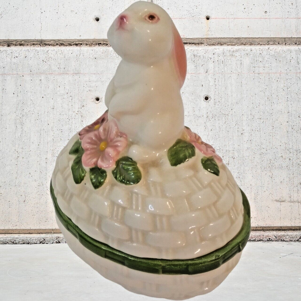 Avon Bunny Rabbit Trinket Box Vintage 1982 Hand Paint Ceramic Ring ...
