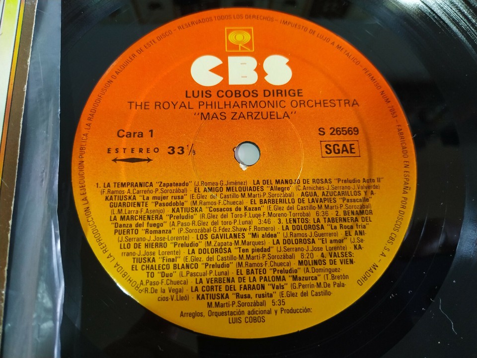 Luis Cobos More Zarzuela CBS 1988 - LP 12" Vinyl VG/VG | eBay UK