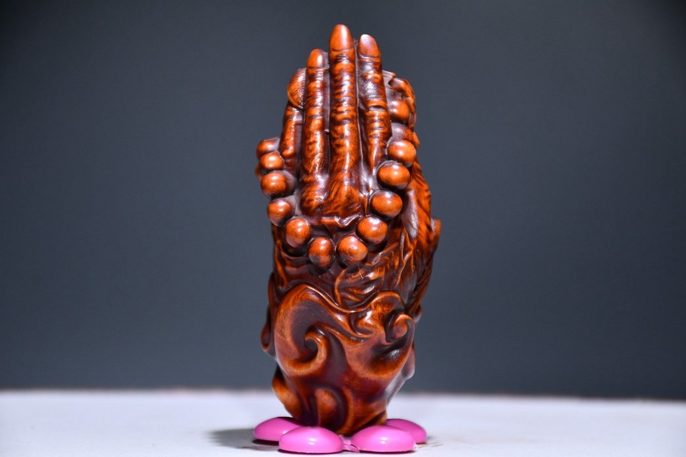 Chinese Natural Boxwood Hand-carved Exquisite Buddha Hand Statue 佛手手把件 ...