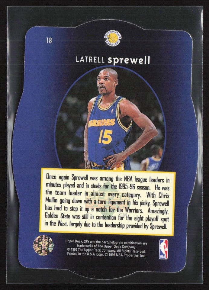 1996 SPx Latrell Sprewell #18 Golden State Warriors | eBay