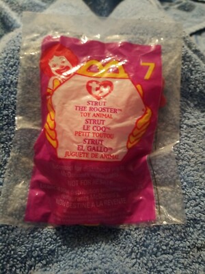 1999 McDonalds Happy Meal TY Strut The Rooster Teenie Beanie Baby Plush ...