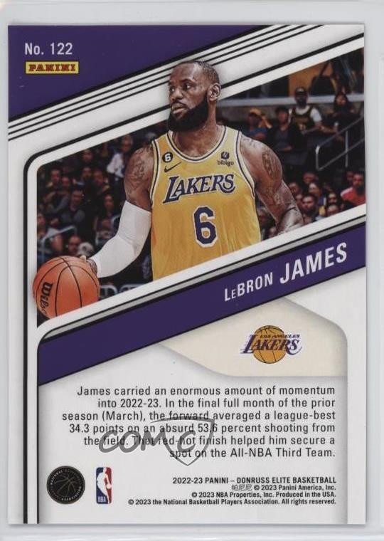 2022-23 Donruss Elite Blue 72/99 LeBron James #122 0q0 | eBay UK