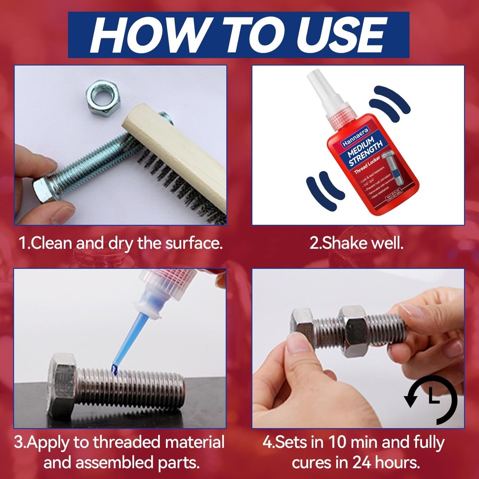 Thread Lock Blue, Medium Strength Thread Locker 50 ML, Lock & Seal ...