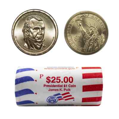 2009 P James Polk US President Dollar Coin US Mint Sealed Roll $25 | eBay