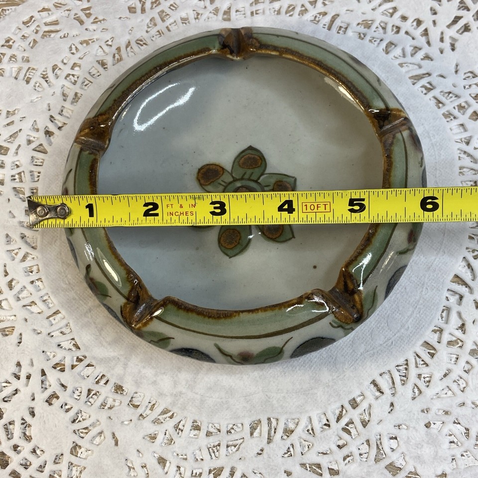 Ken Edwards Pottery Ashtray El Palomas Mexico Signed KE Round Green ...