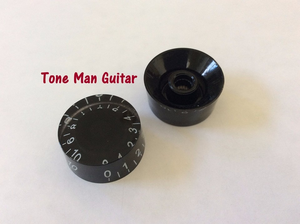 Black Guitar Speed Knobs Fits Coarse 18 teeth Spline Pots 2 Knobs | eBay
