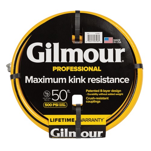 Gilmour 50 Foot Pro Hose, 5/8" Diameter, Yellow, 1 Each, 864501-1020 ...