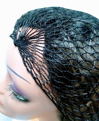 4 packs of thin black restaurant cooking snoods Hair net Cap elastic ...