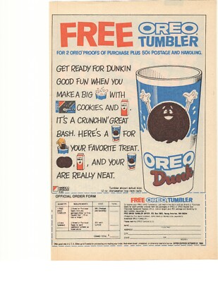 1985 Oreo Cookies Tumbler Advertisement | eBay